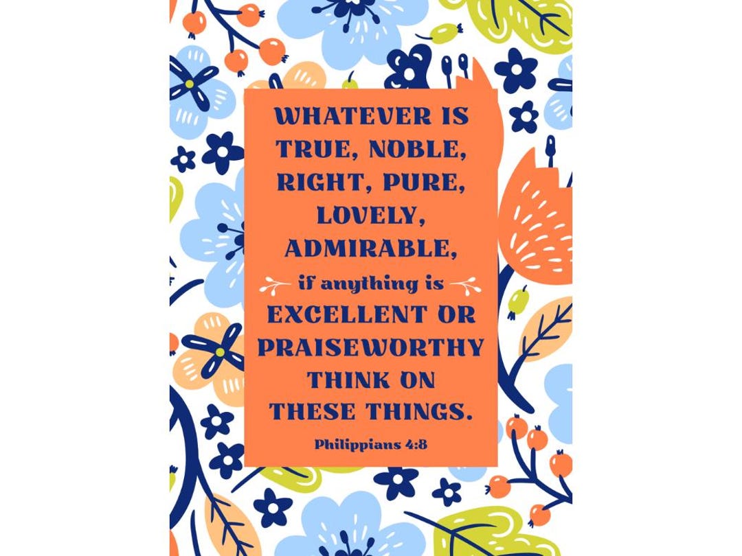 Philippians 4:8 Bible Verse Digital Download, Printable Scripture Art ...