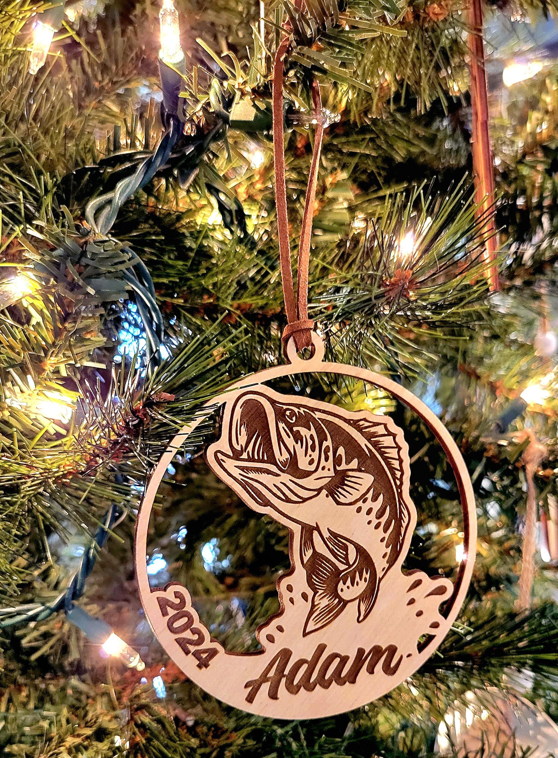 Personalized Fish Ornament, Wooden Customizable Fishing Christmas ...