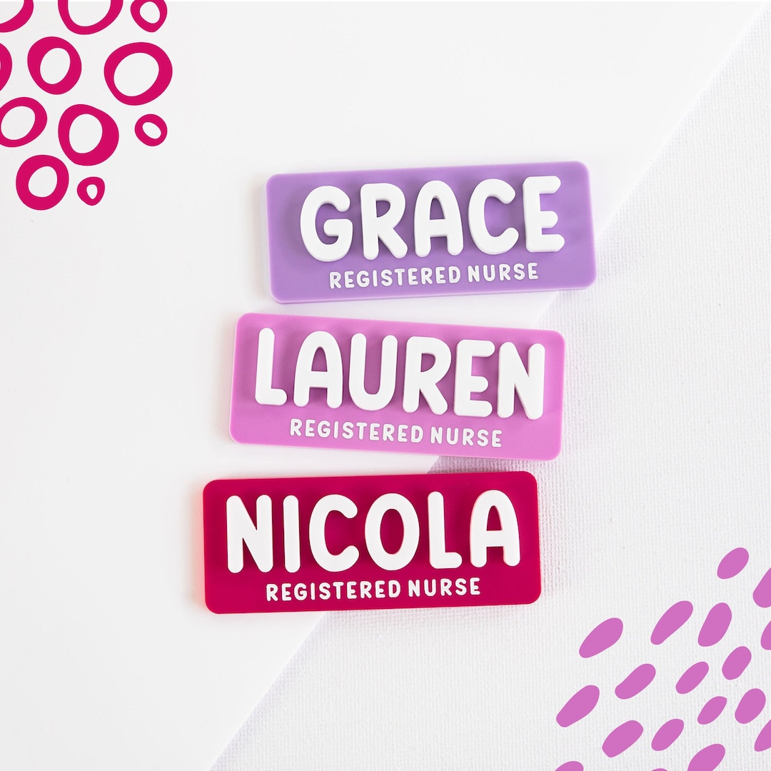 Personalised Name Badge BG58 | Registered Nurse Name Badge for Midwife Teacher Name Badge for ...