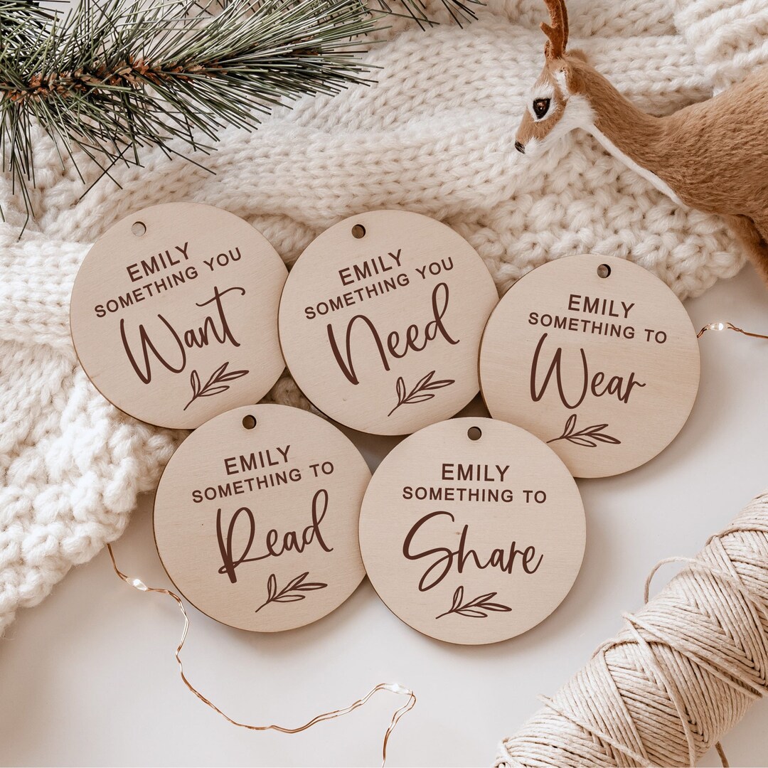 Personalised Something Gift Tags Sty.d || Want Need Wear Read Share ...