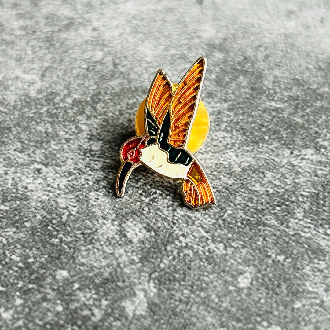 Red Cloisonne Vintage Enamel Hummingbird Bird Pin - Etsy