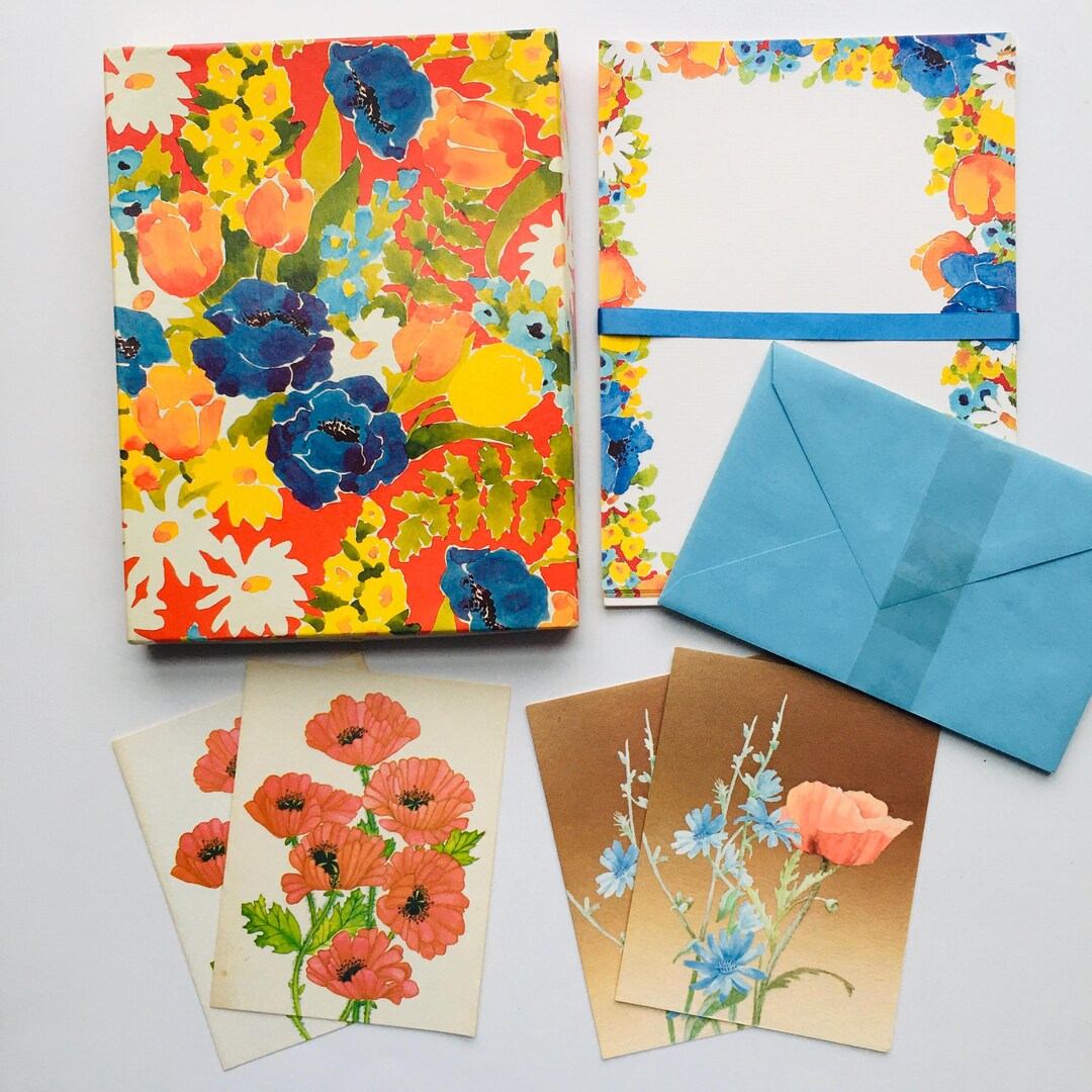 Poppy Flowers 8 Sheets Envelopes American Greetings Stationery Set - Etsy