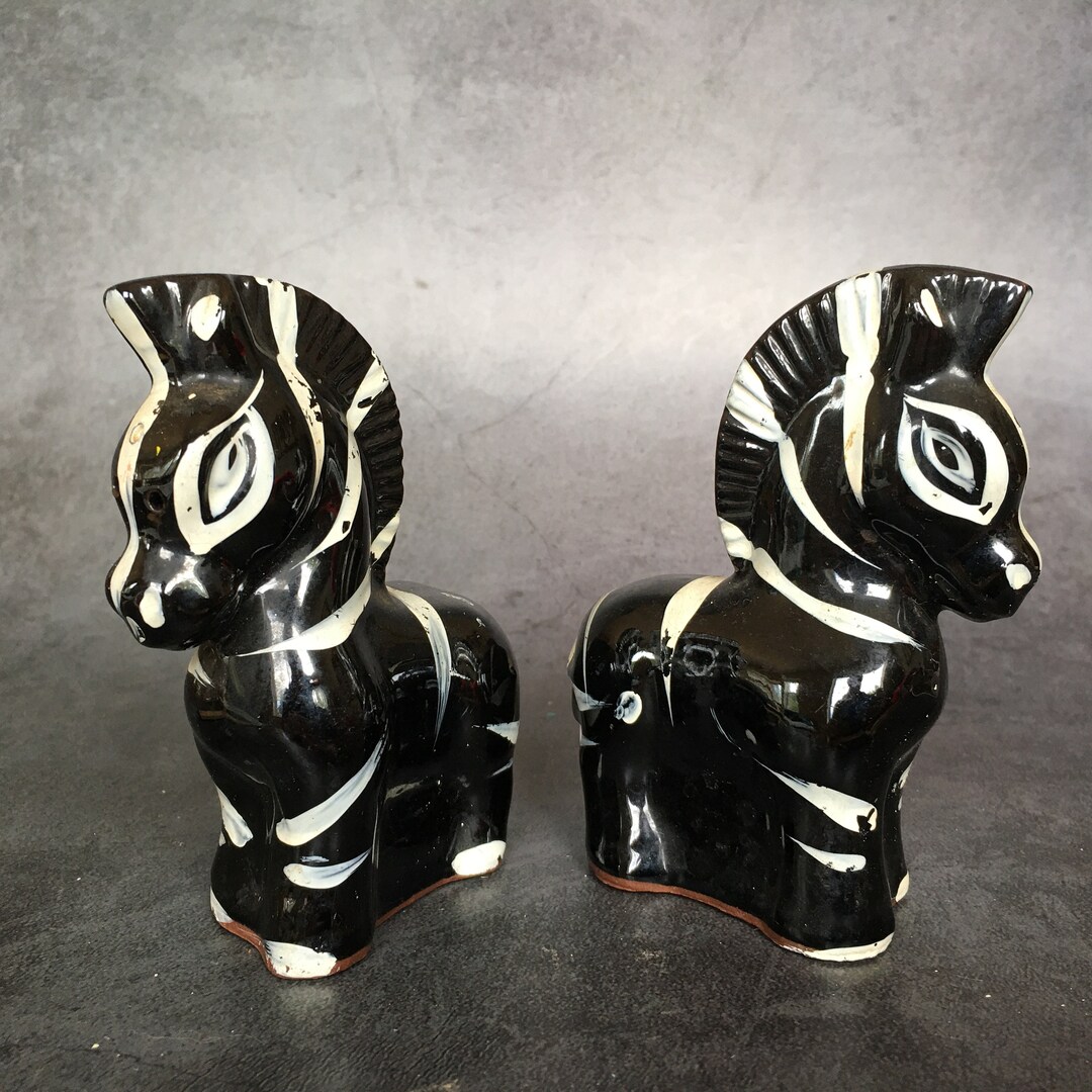 Black Vintage Redware Zebra Salt and Pepper Shaker Set Made in Japan - Etsy