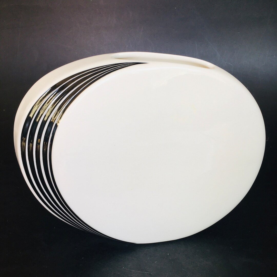 Black and White Art Deco Porcelain Vase Signed Japan 6.5 - Etsy