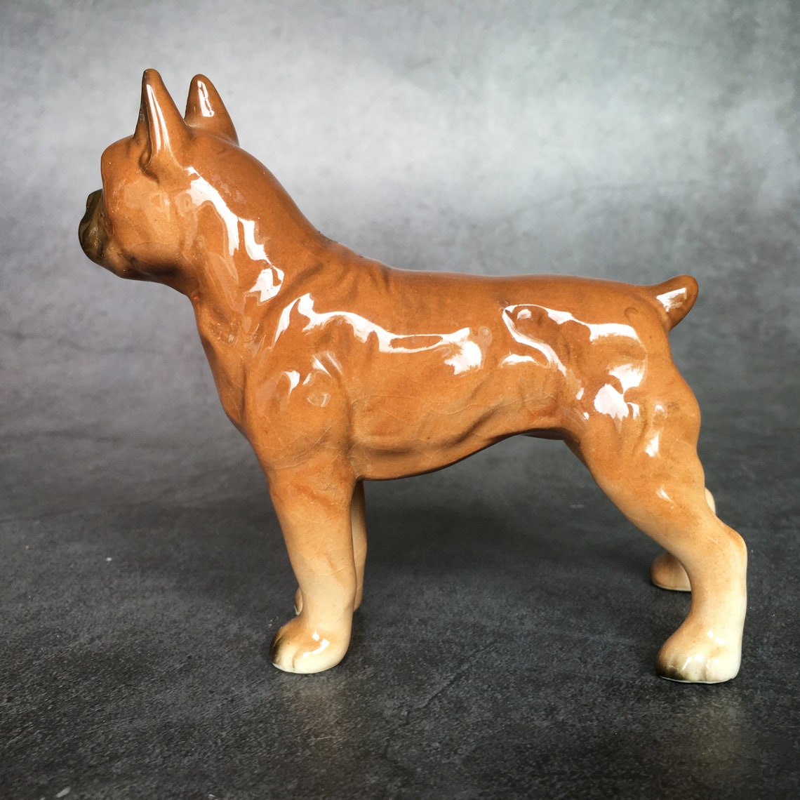 Vintage Porcelain Boxer Dog Japan Figurine Brown White Black - Etsy