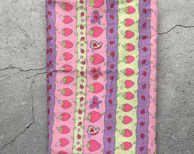 Spectrix Strawberry Shortcake Striped Floral Ladybug Cotton Fabric 1 ...