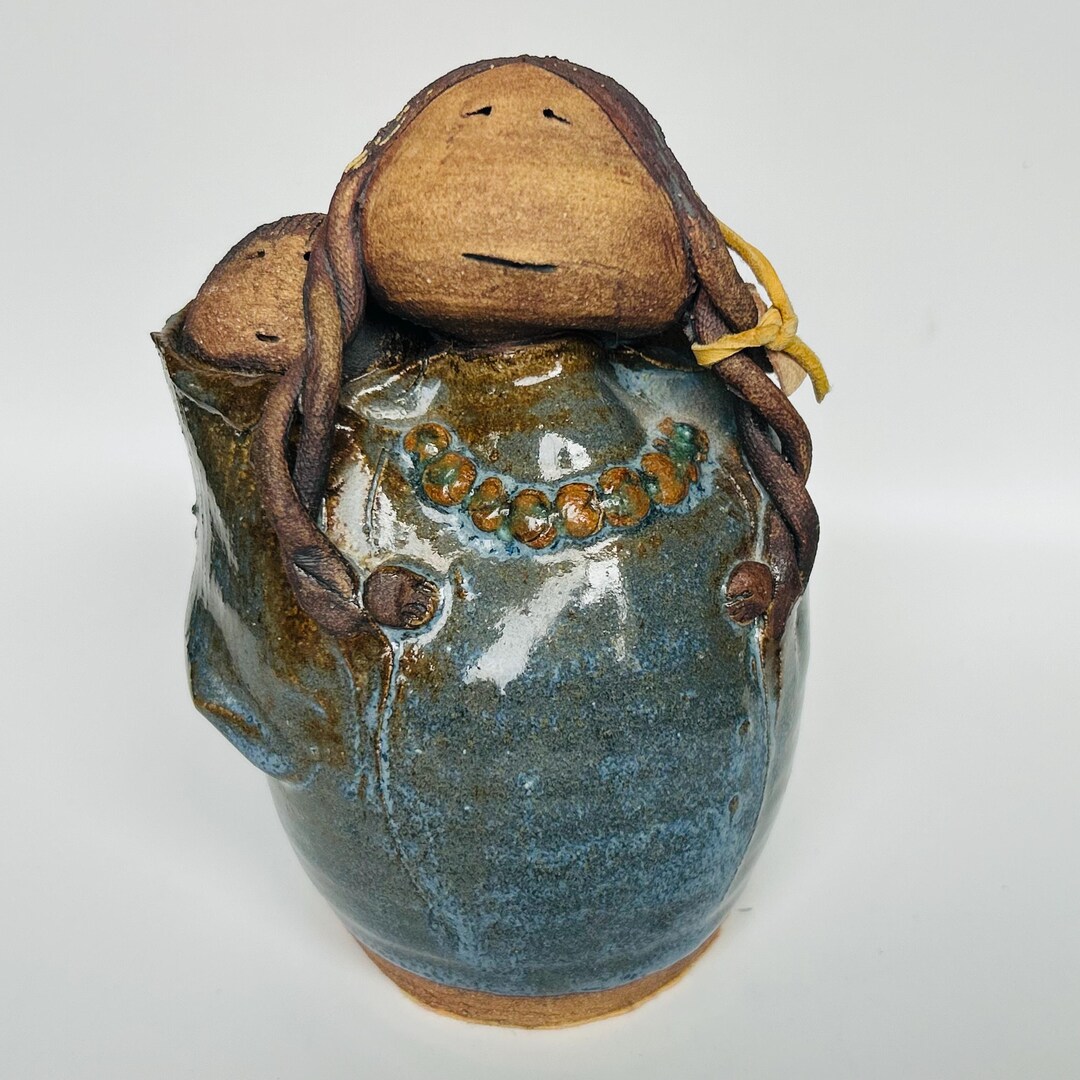 Val Knight Clay Pottery Native American Mother and Child Sculpture 5 ...