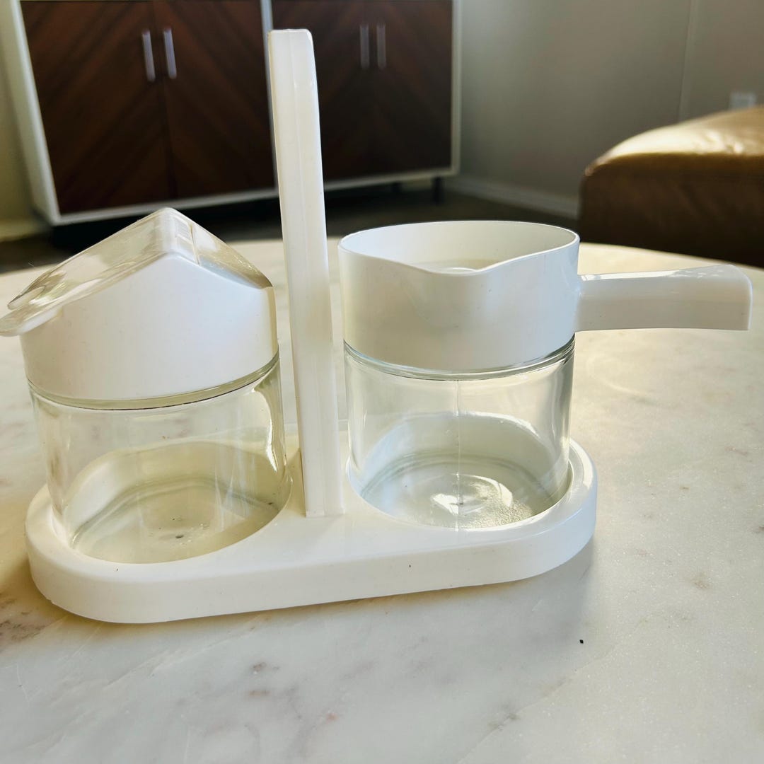 Gemco White Vintage Creamer & Sugar Set W/ Caddy - Etsy