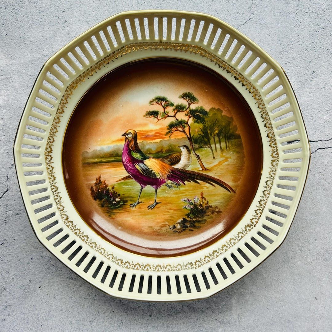 Crown Bavaria Germany Hand Painted Pheasant Reticulated Fruit ...