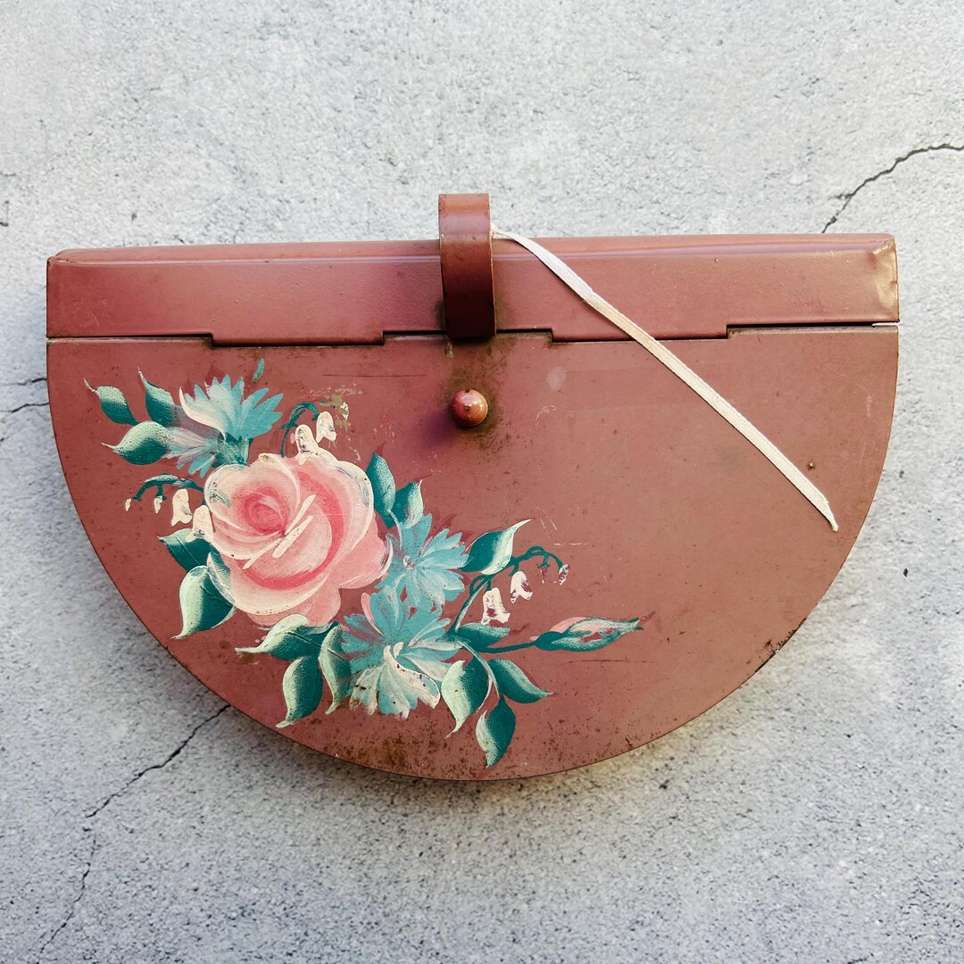 Pink Butler Toleware Crumb Catcher Metal Floral Box - Etsy