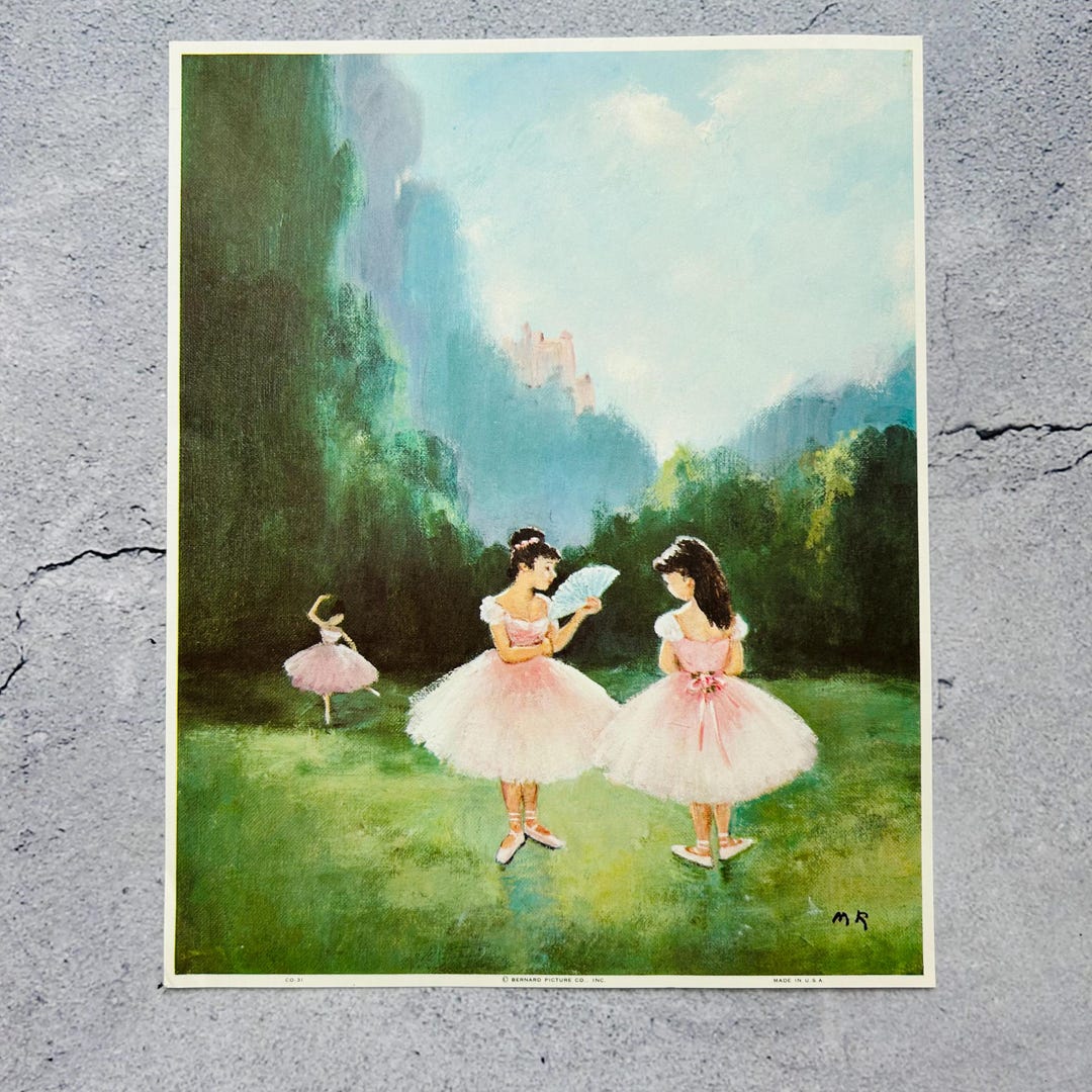 Bernard Picture Co. Ballarina Pink Tutu Garden Vintage Litho Print 8x10 ...