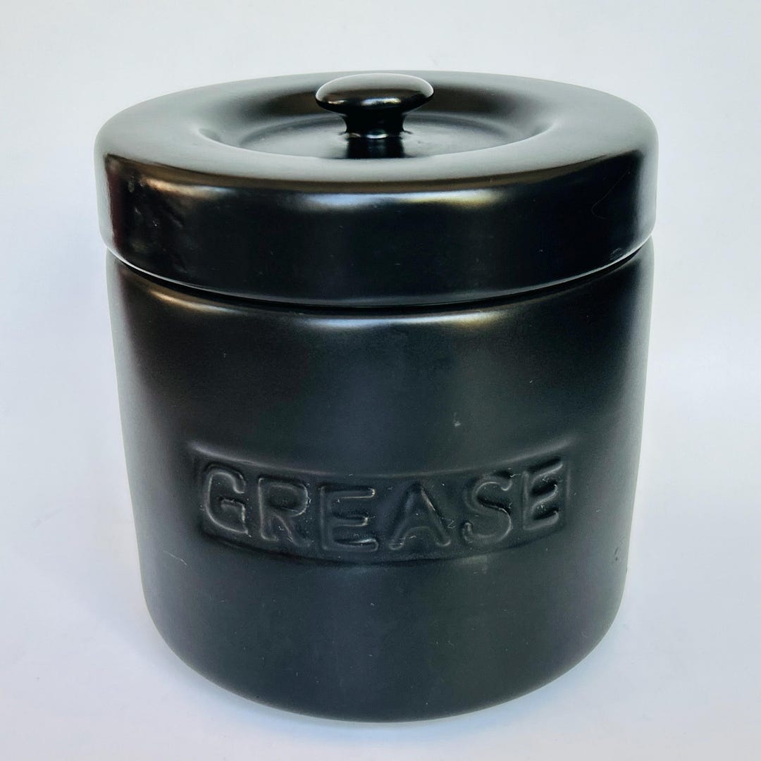 Black Ceramic Grease Crock Cannister With Strainer - Etsy