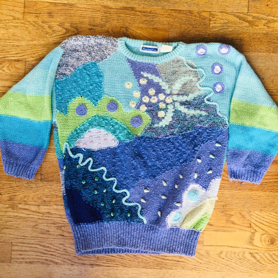 Mariea Kim Vintage Wool Blend Ocean Seashell Sweater Size MEDIUM - Etsy