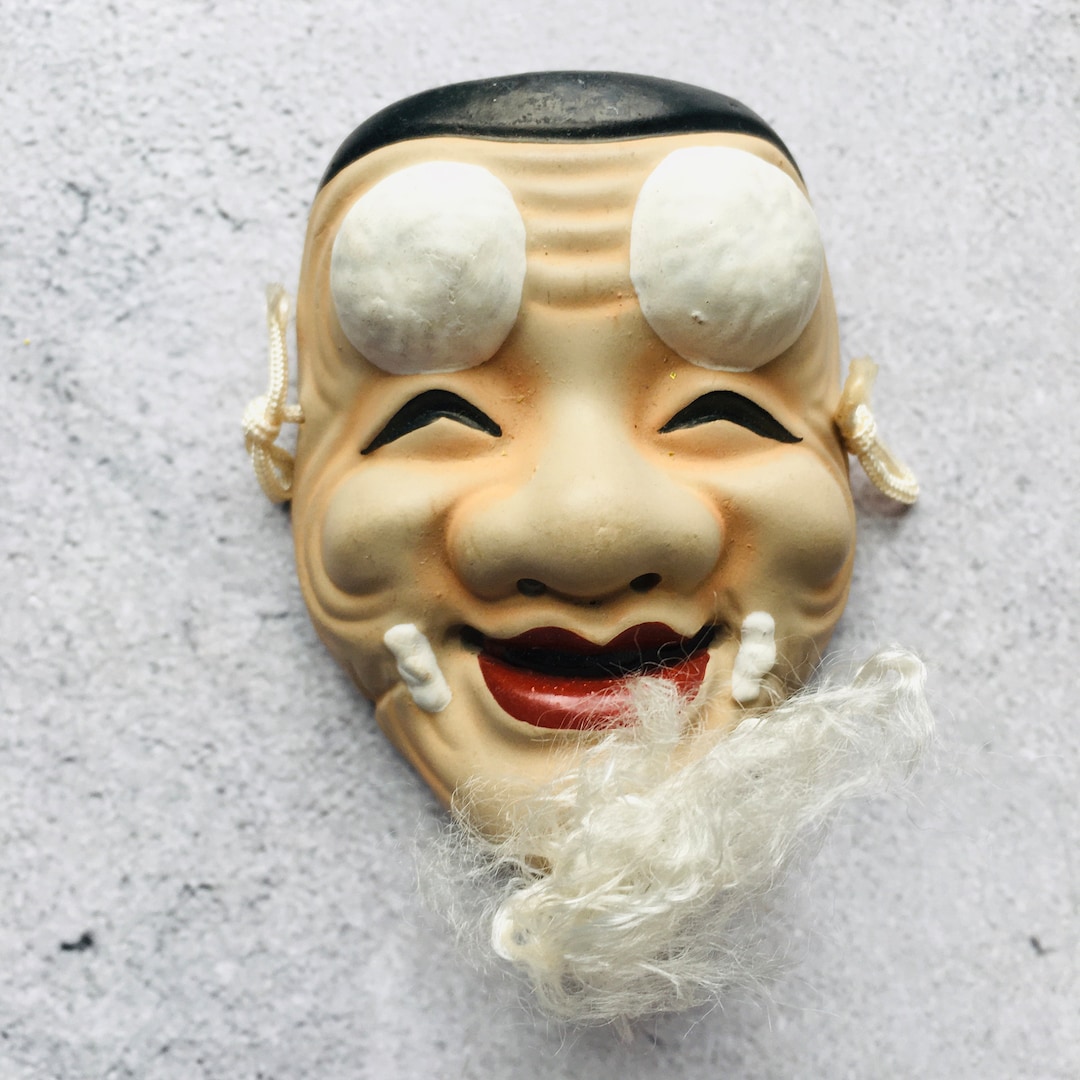 Japanese Mask Kabuki Old Man Wall Hanging 3.75" - Etsy