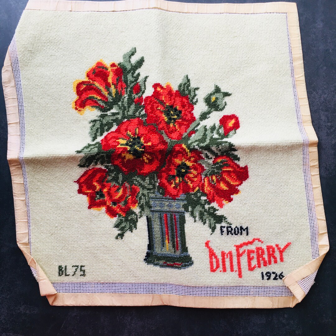 Floral Poppy From D.M. Ferry Complete Needlepoint No BL75 13 - Etsy