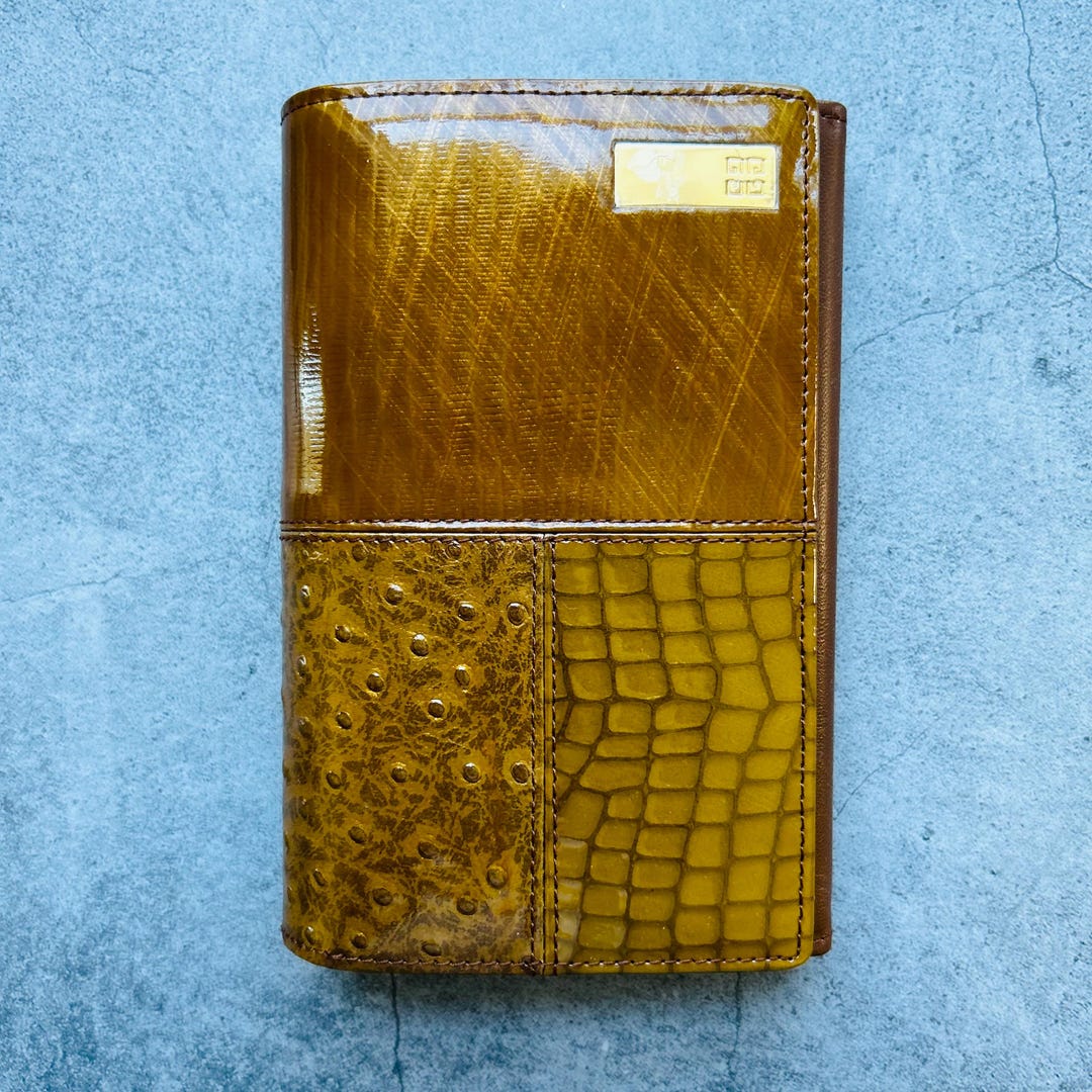 Givenchy Embossed Glossy Brown Leather Wallet - Etsy