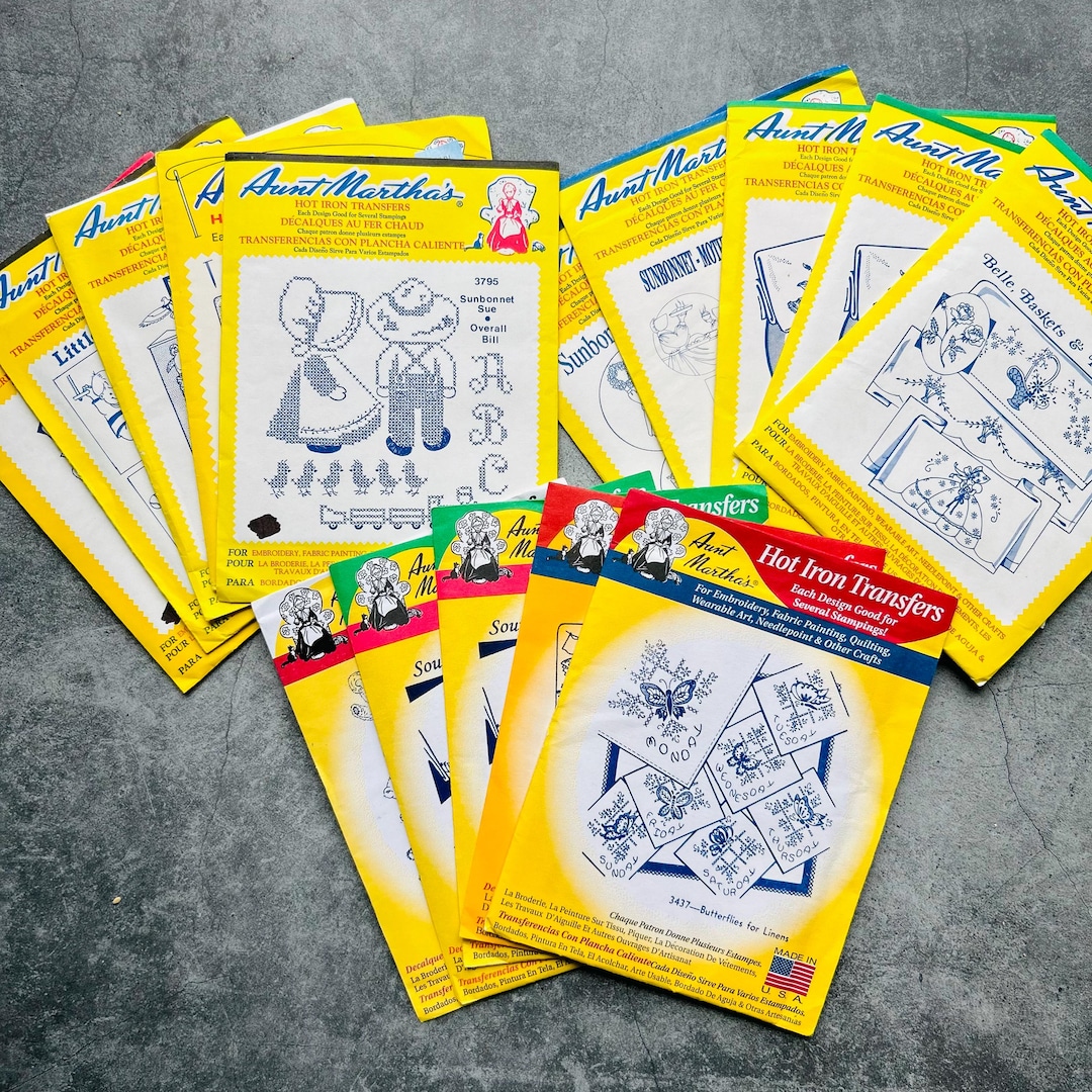 Aunt Martha's Hot Iron Transfers Sun Bonnet Sue + Southern Belle +more ...