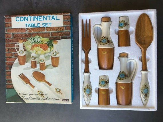Continental Table Set 6-piece Wood and Ceramic Salad Set by | Etsy