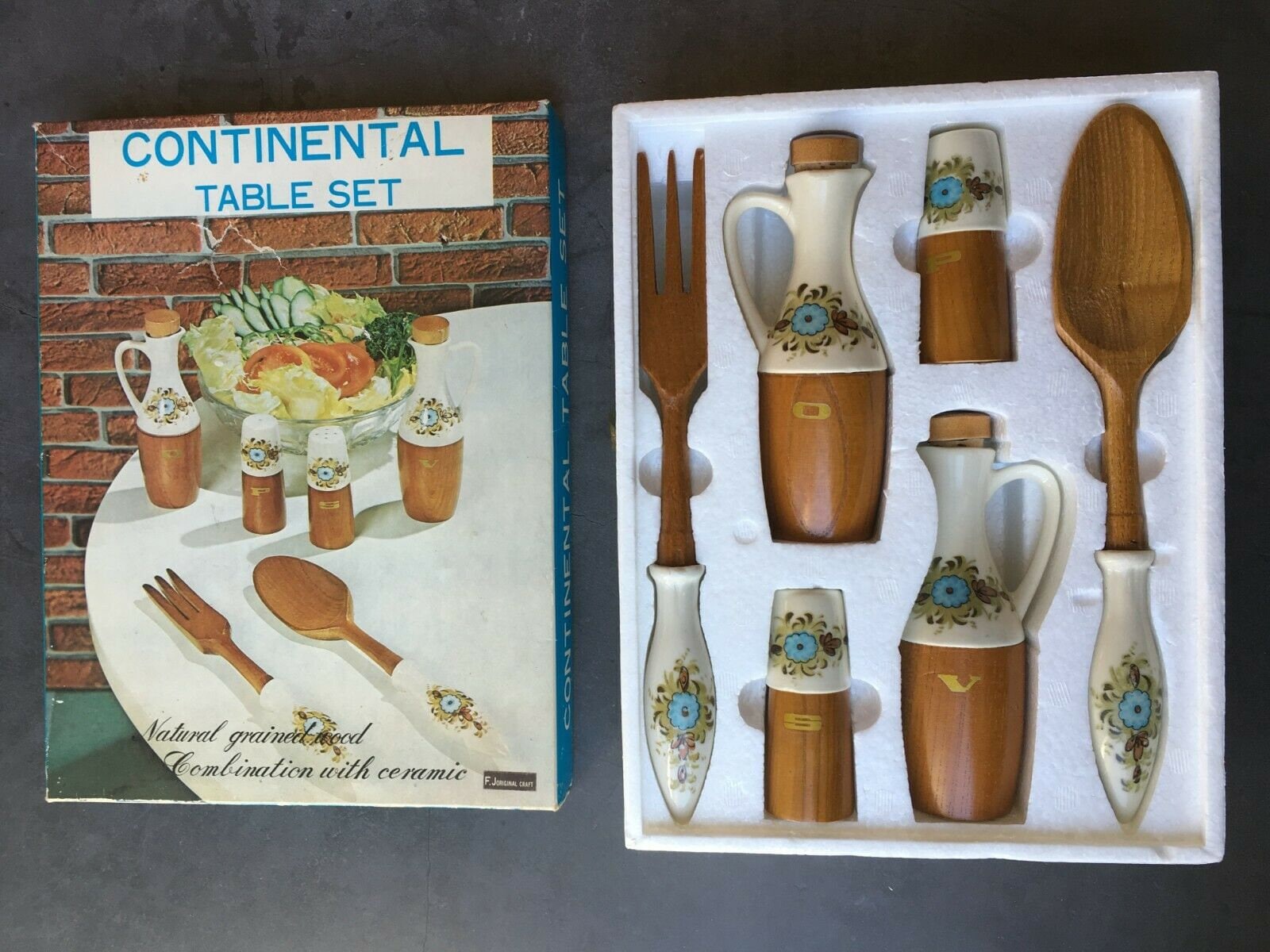 Continental Table Set 6-piece Wood and Ceramic Salad Set by | Etsy