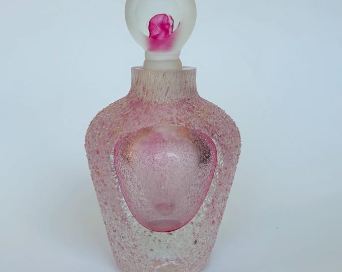 Fifth Avenue Crystal Pink Frosted Ice Glass Decorative Perfume Bottle ...