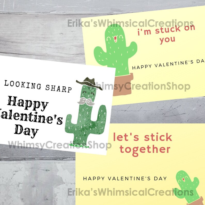Punny Cactus Valentine Day Cards, Instant Download, Printable, PDF - Etsy