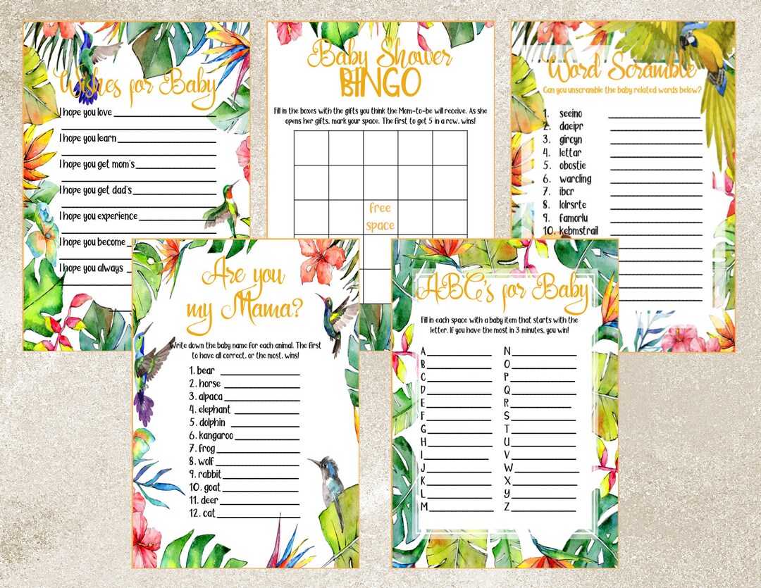 Tropical Baby Shower Games - Etsy