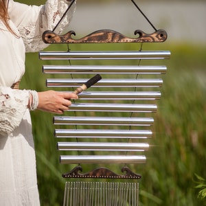Wind Chimes for Music Therapy and Healing -2in1, Handmade 9 Tube Bells ...