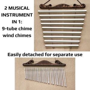 Sound Healing Chimes Music Instrument -2in1, Wood Wind Chimes & 9 Tube ...