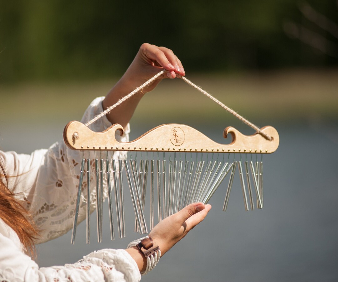 Sound Healing Wind Chimes – Wood Handmade Meditation 33 Chime Bell for ...