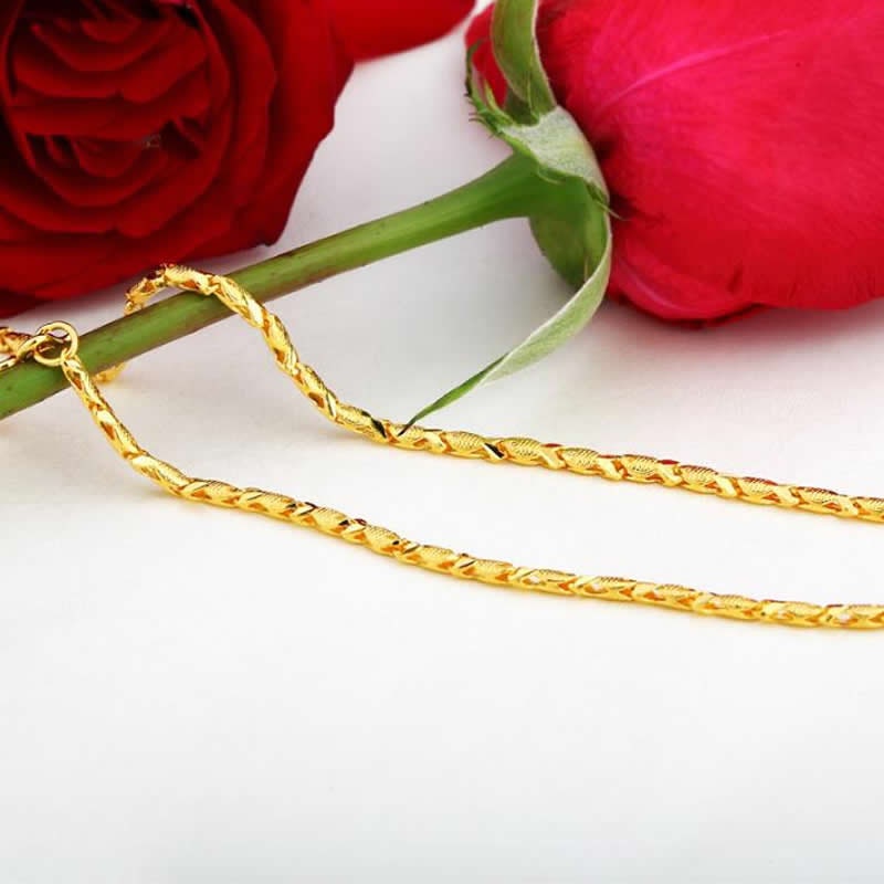 Lucky Necklace Link Chain 24K Gold Au999 8.7g Women Girls | Etsy