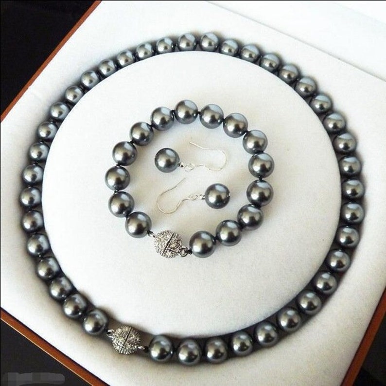 Jewelry Set South Sea Shell Pearls Necklace Bracelet Earrings Etsy