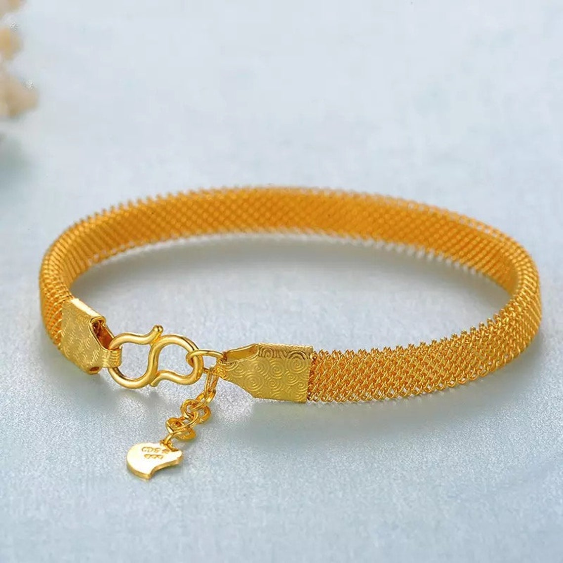 BEST SELLER 24K Solid Gold Bracelet Jewelry 6.5mm Real 999 Solid Gold ...