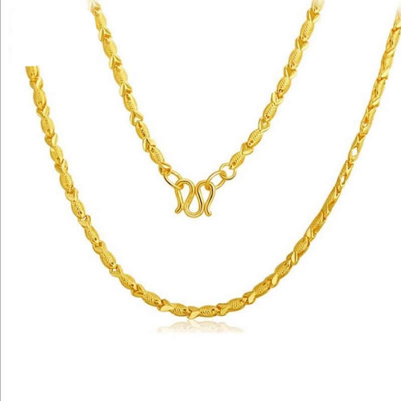 Lucky Necklace Link Chain 24K Gold Au999 8.7g Women Girls - Etsy