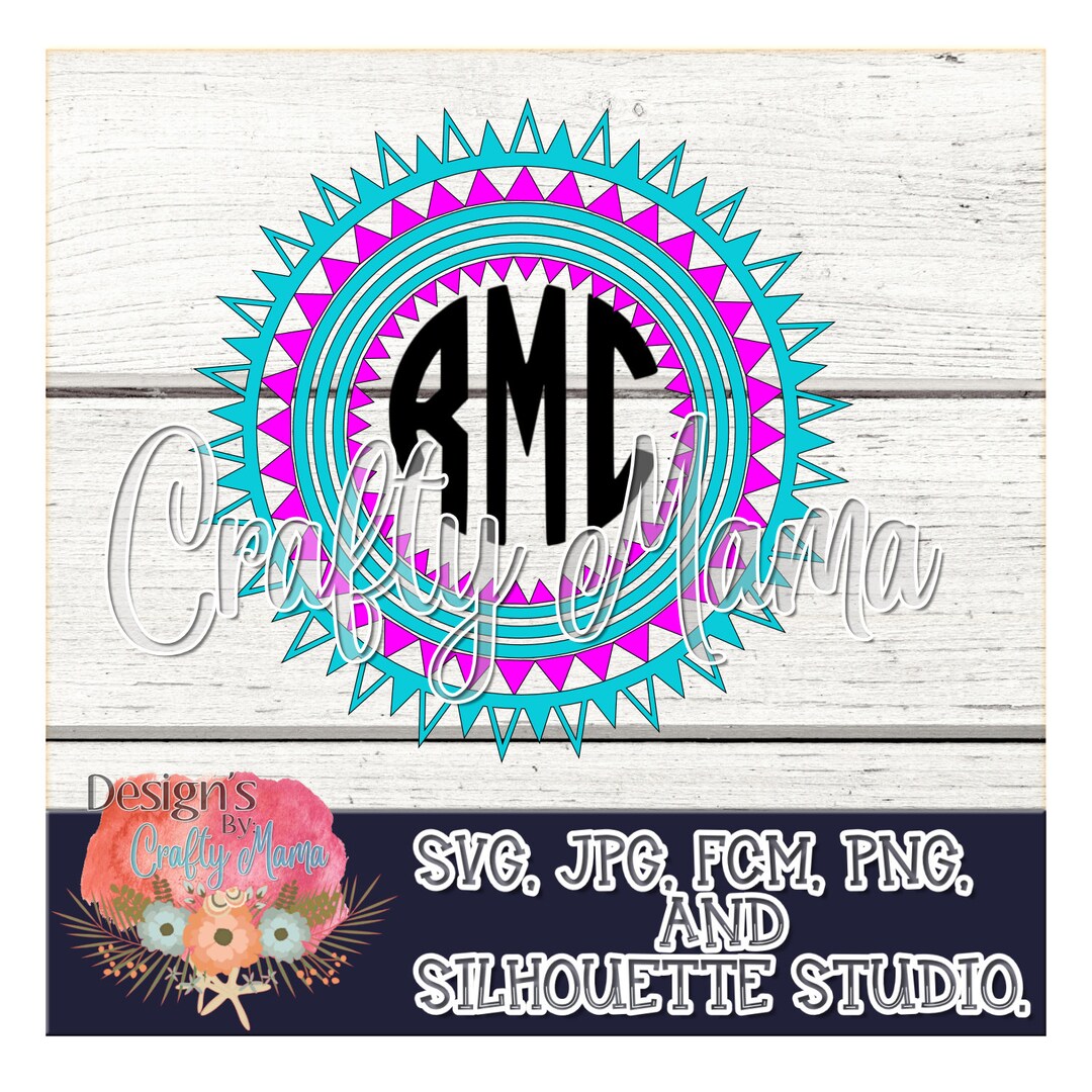 Triangle Aztec Style Monogram Frame, Svg, Jpg, Pdf Files, Cricut ...