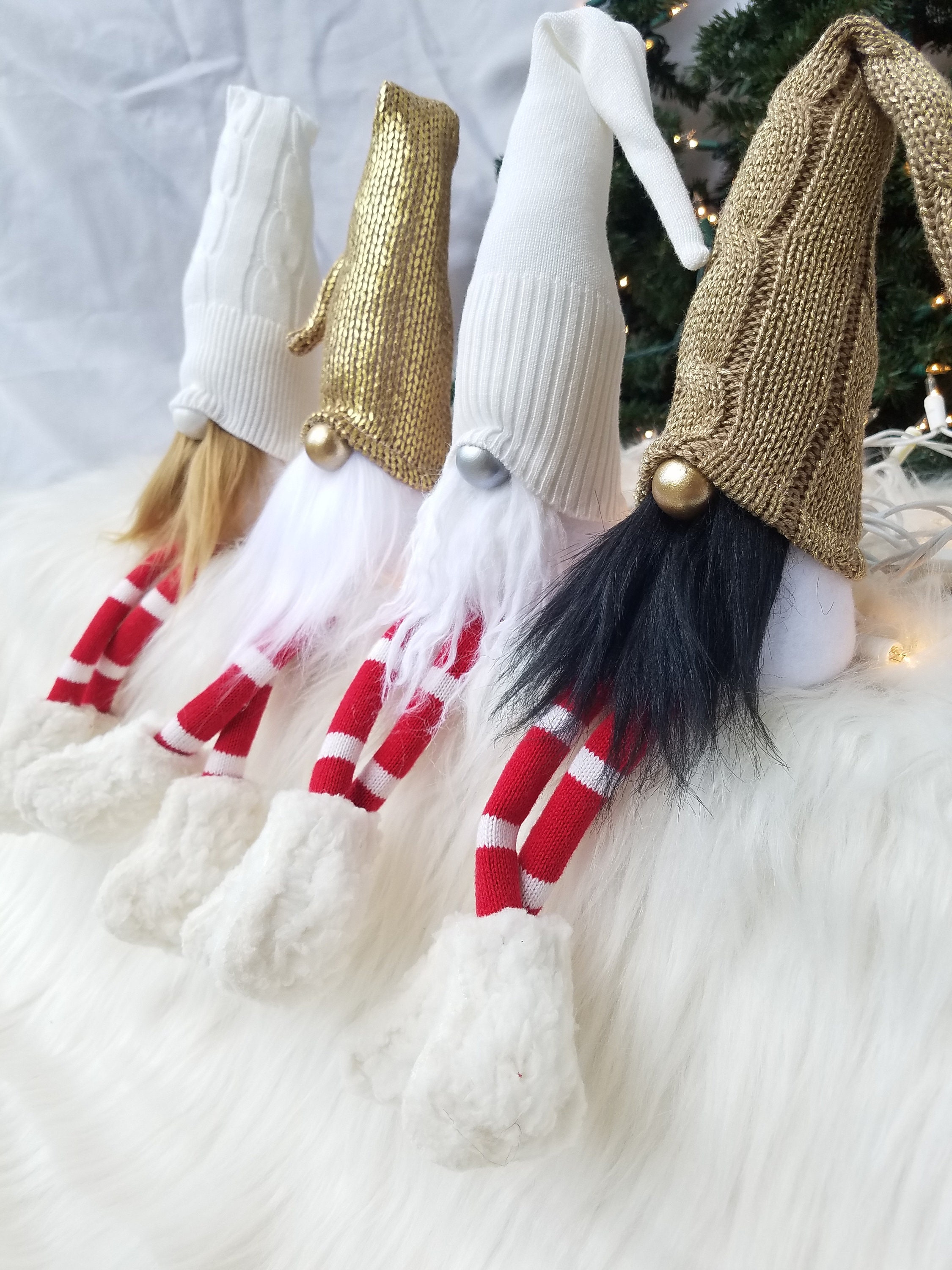 Desk Gnomes Festive Red Gnomes Striped Holiday Gnomes Red - Etsy UK