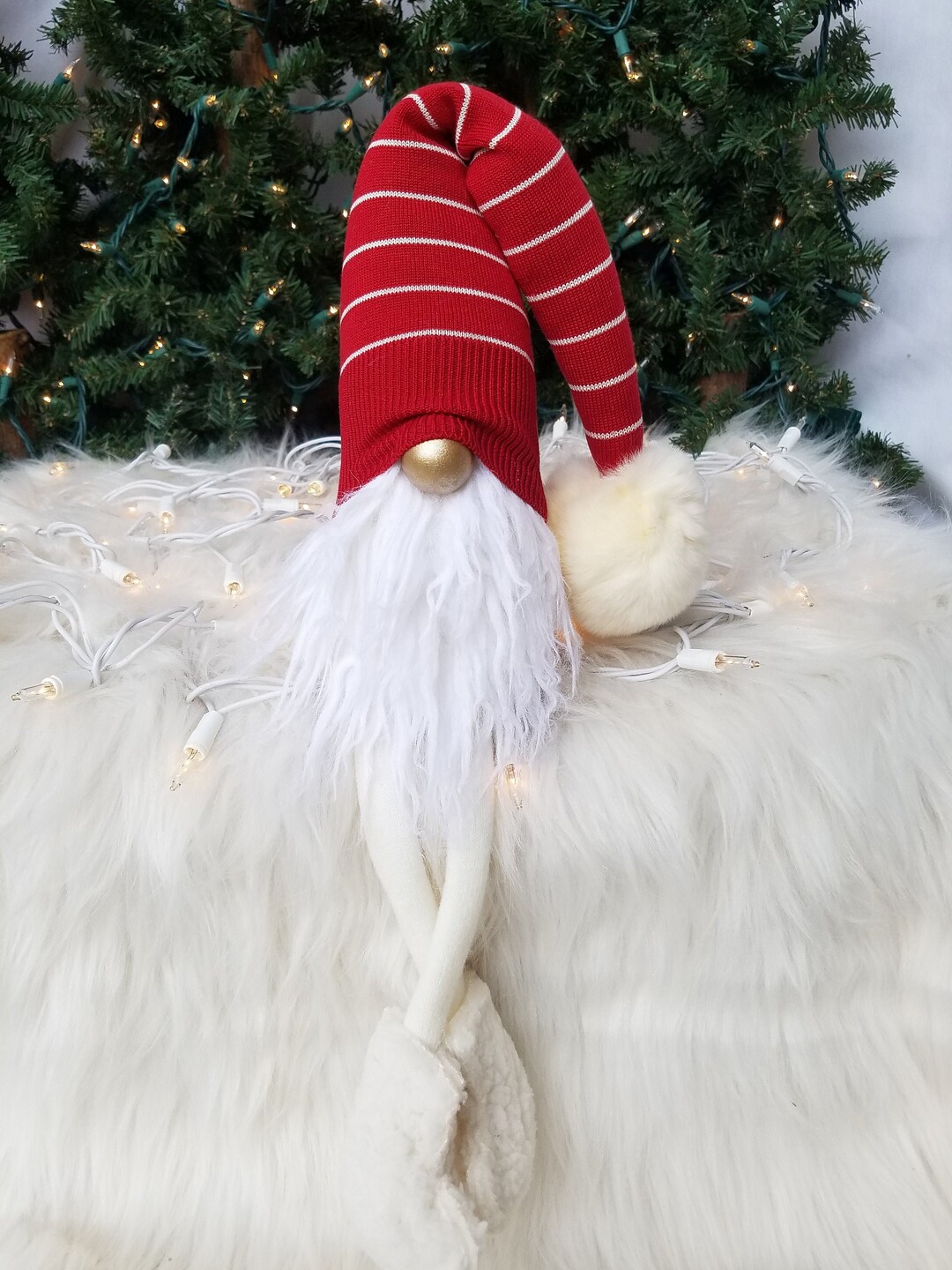 Red Gnome With Oversized Pom Pom Red Christmas Gnome Classic Holiday ...