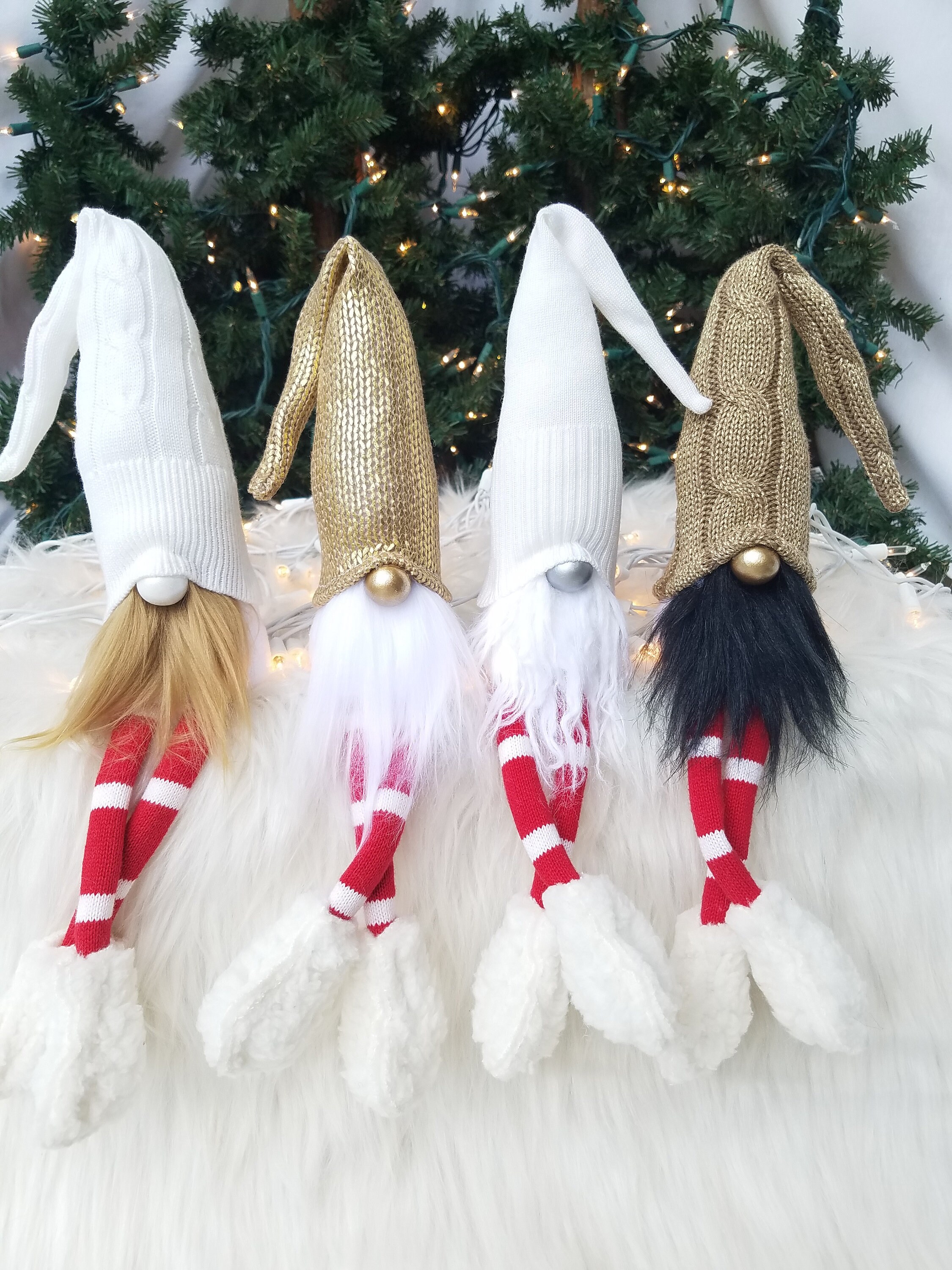 Desk Gnomes Festive Red Gnomes Striped Holiday Gnomes Red - Etsy UK