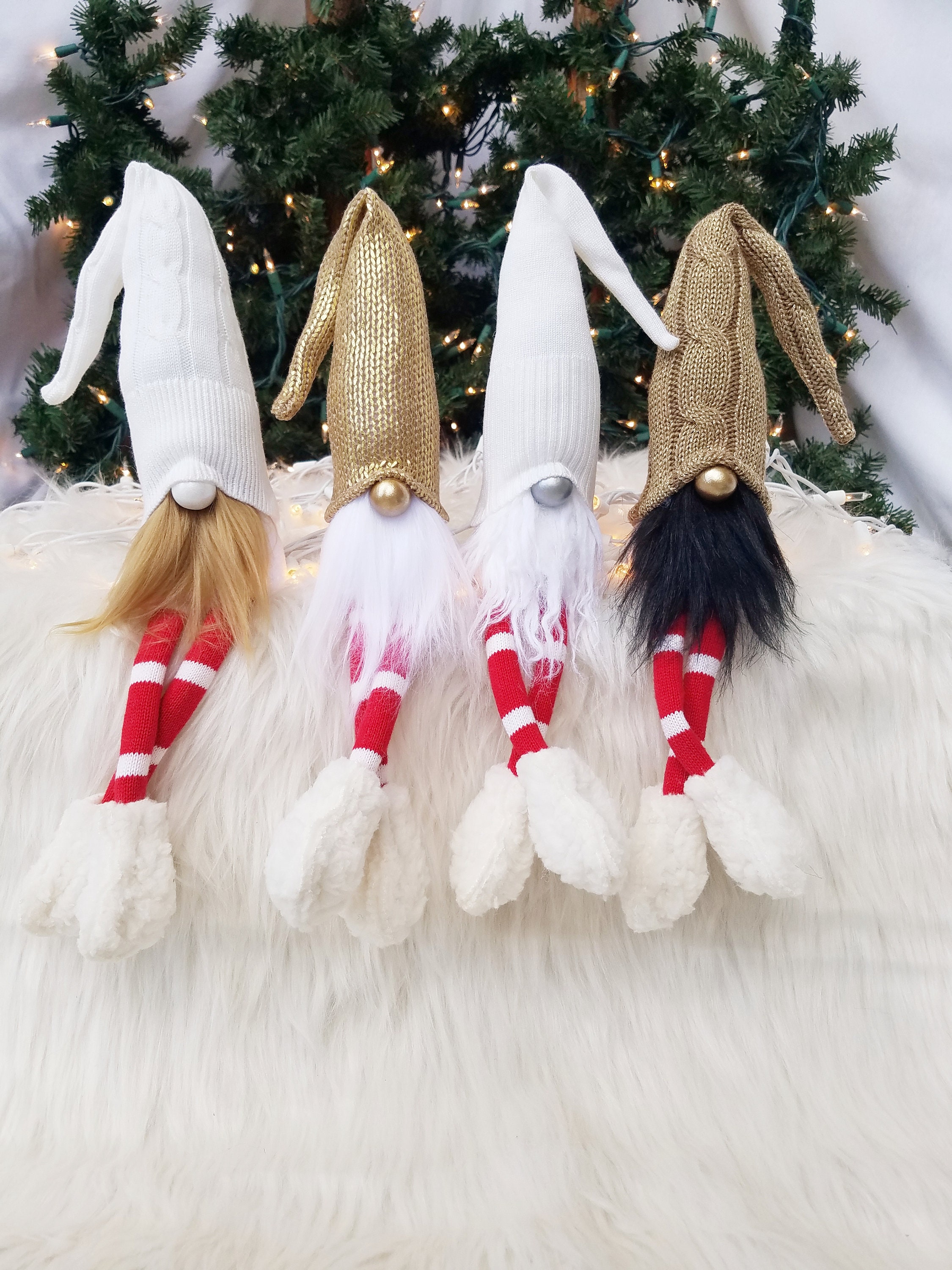 Desk Gnomes Festive Red Gnomes Striped Holiday Gnomes Red - Etsy UK