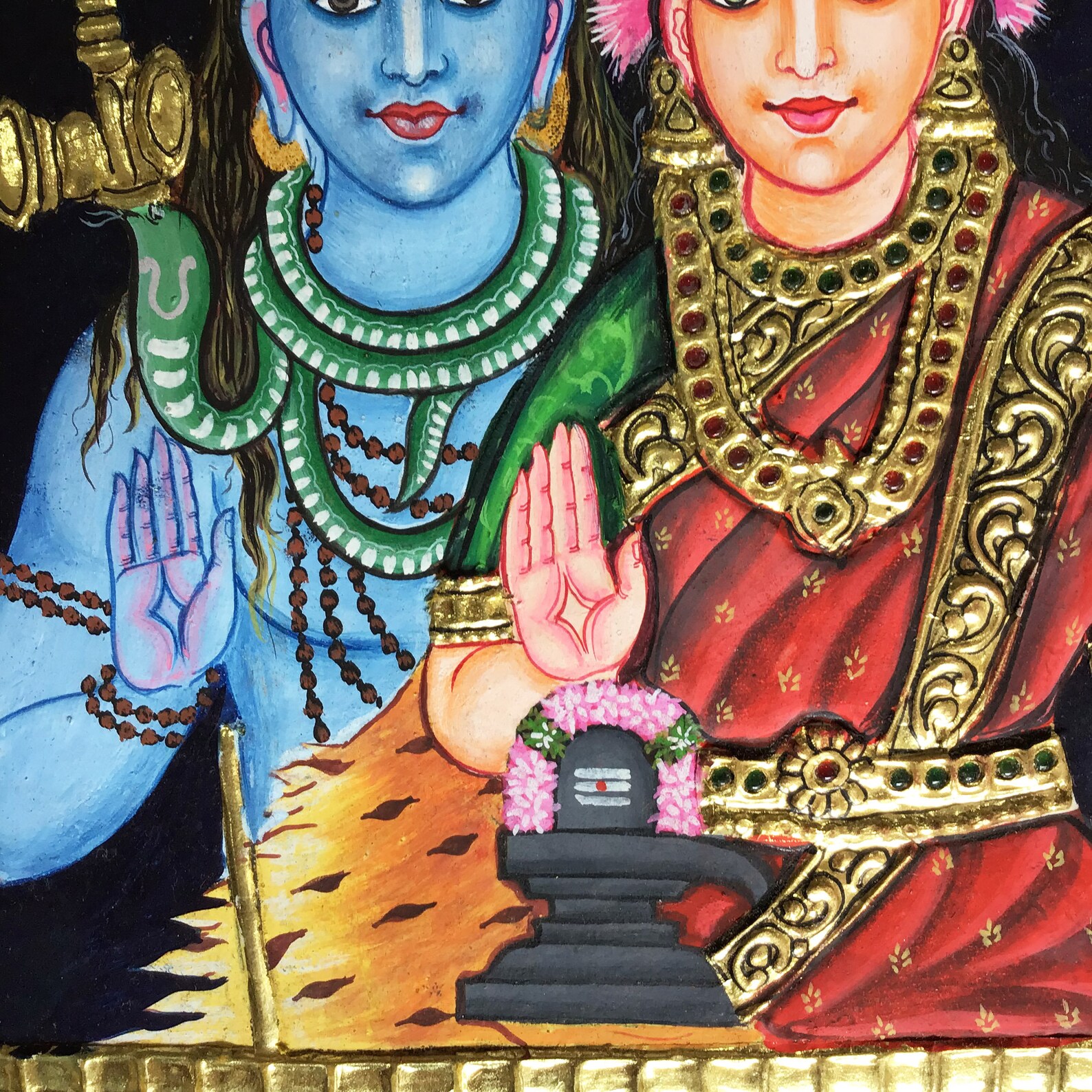 12x10 Hindu Lord Shiva With Wife Parvati Tanjore | Etsy