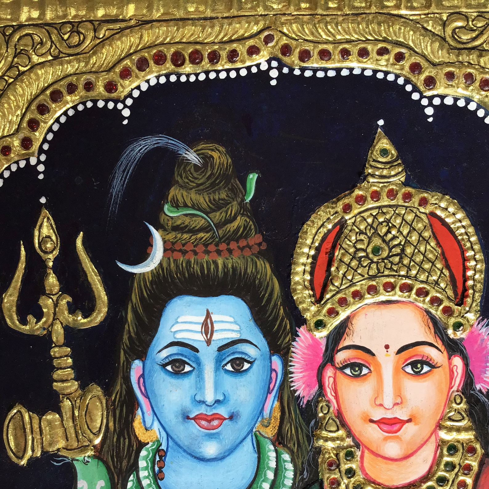 12x10 Hindu Lord Shiva With Wife Parvati Tanjore | Etsy