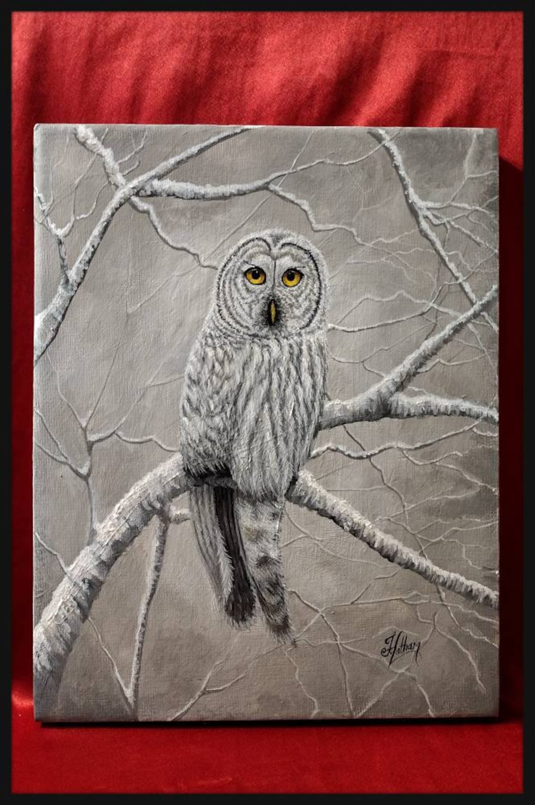 Original 11"x 14" Painting "winter Owl" by Freeda Latham - Etsy