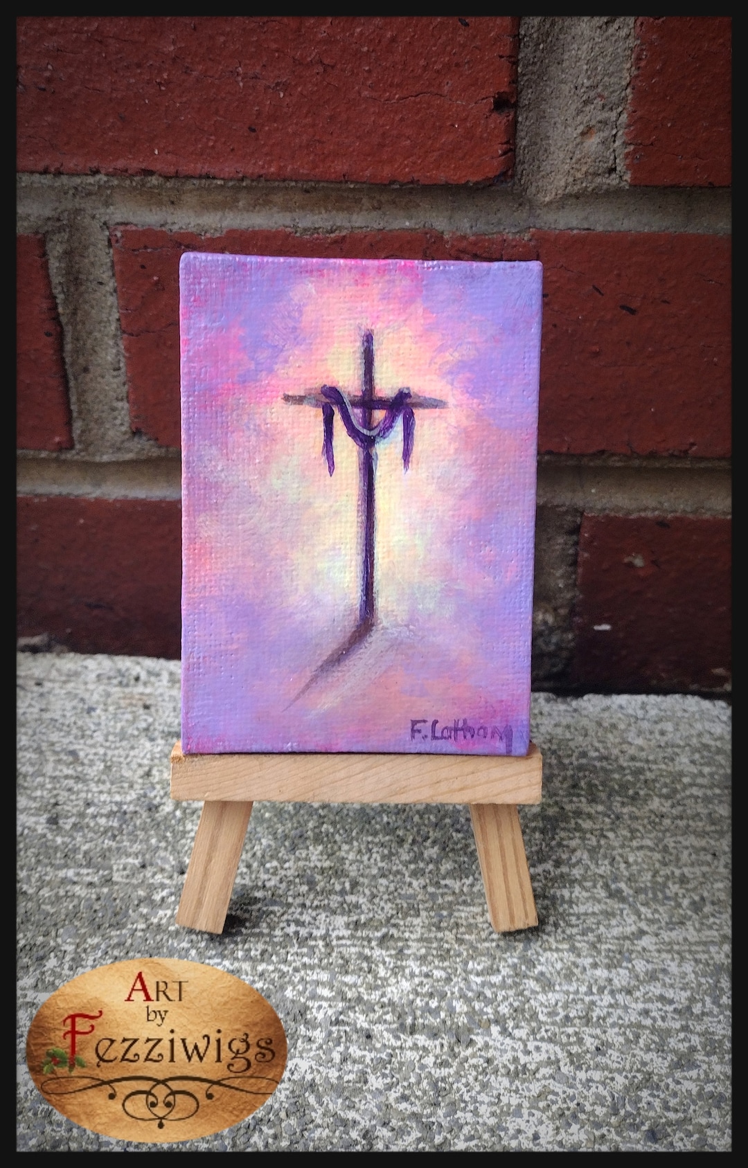 Hand Painted Easter Cross Mini Painting With Display Easel - Etsy
