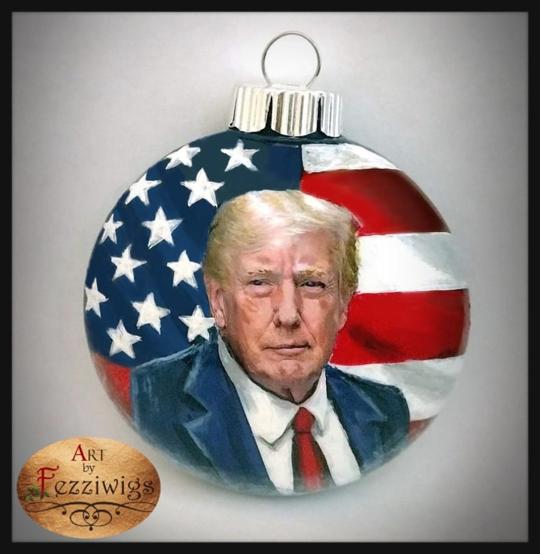 Hand Painted president Donald J. Trump Glass or Shatterproof Ornament ...
