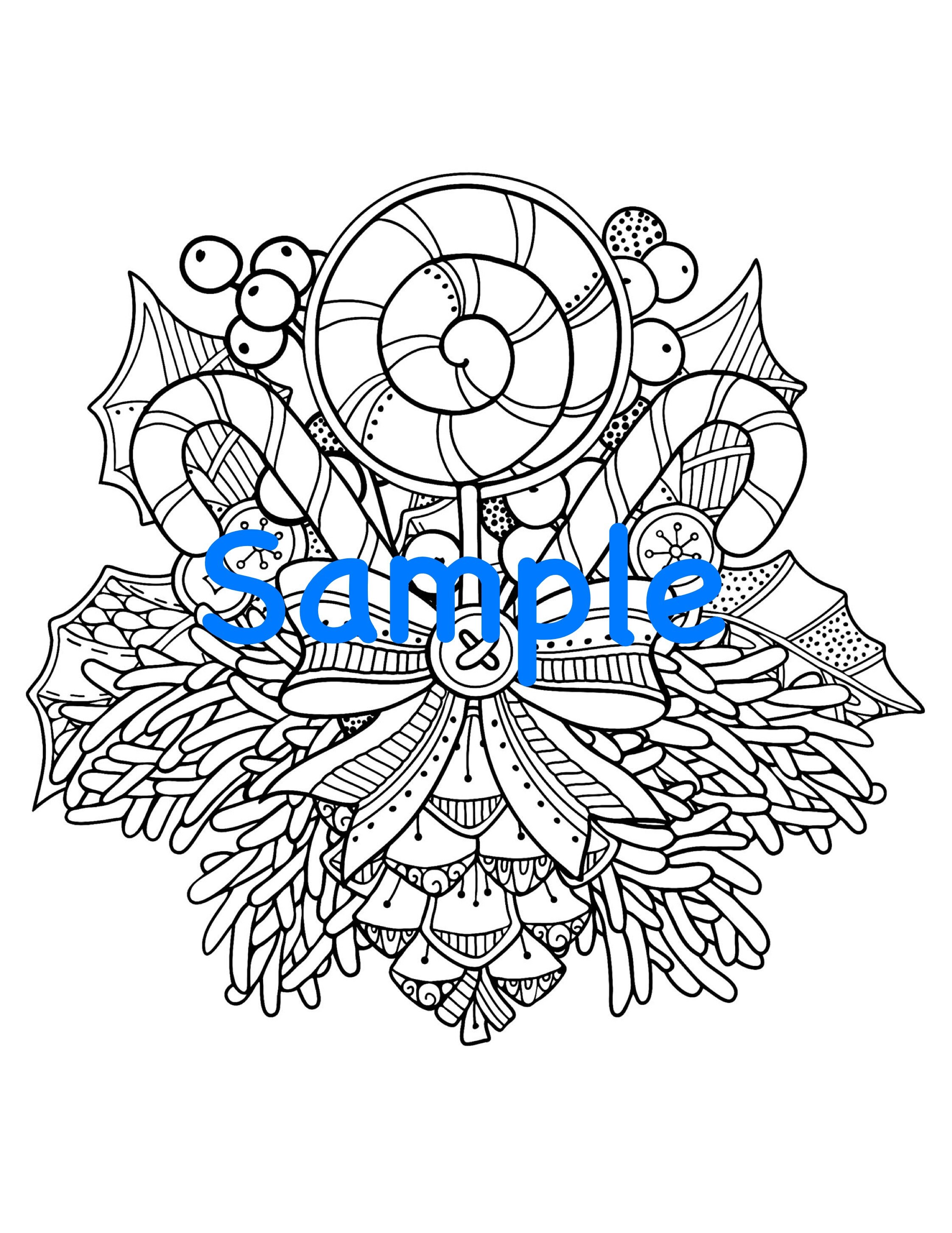 70 Pg Christmas Coloring Book; Santa; Snowman; Reindeer; Trees; Wreaths ...