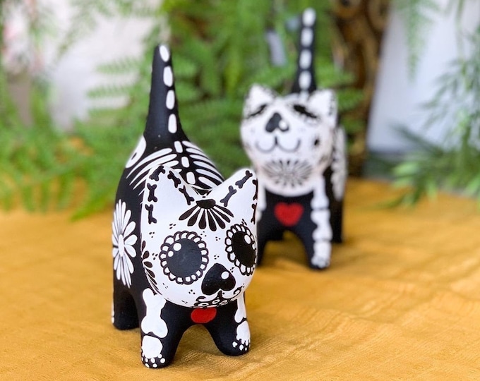 Day of the Dead Cat Sculpture- Dia De Los Muertos, Sugar Skull Cat ...