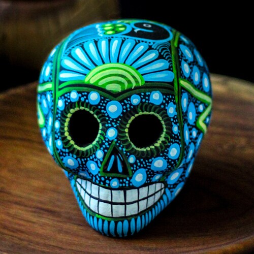 Hand-painted Mexican Huichol Large Calavera Skull. Day of the - Etsy