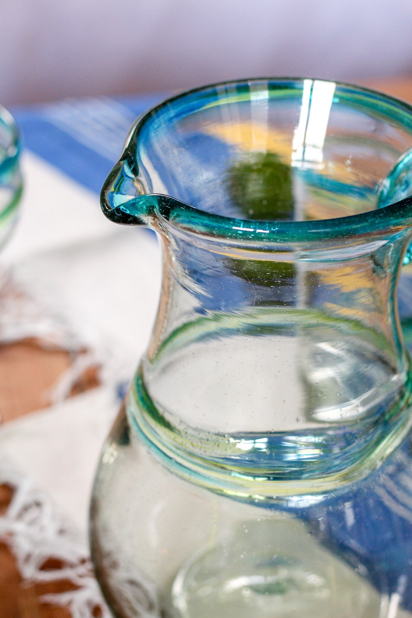 Hand Blown Glass Pitcher - Etsy