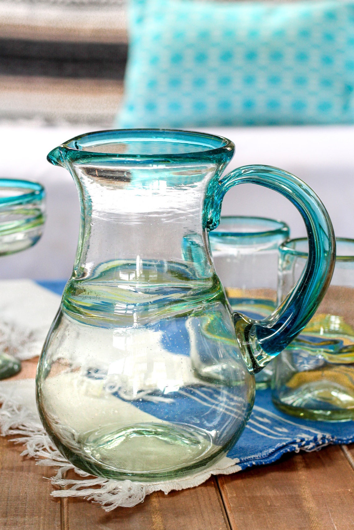 Hand Blown Glass Pitcher - Etsy