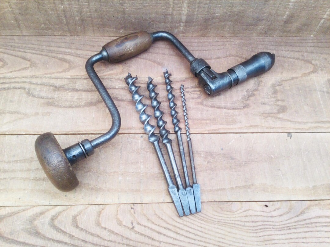 Vintage Carpentry Ratchet Brace & Four Hole Boring Bits - Etsy
