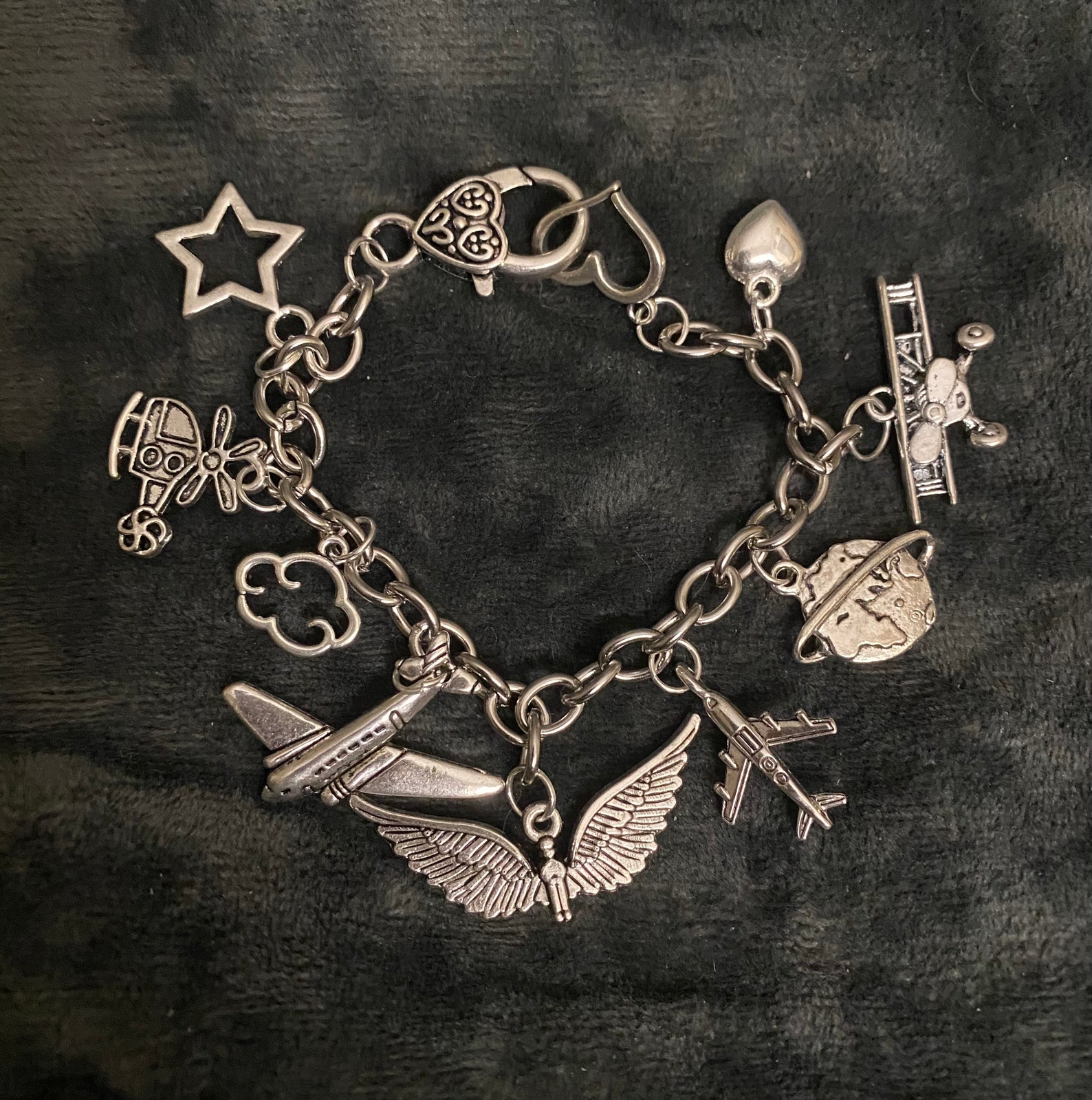 I Love Flying Airplanes Charm Bracelet Handmade | Etsy